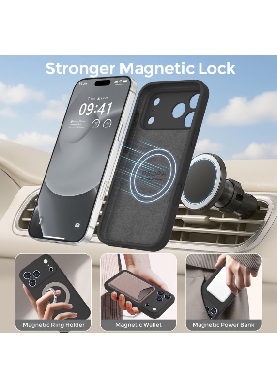 iP 17 Pro Liquid Silicone Shockproof Case (black)