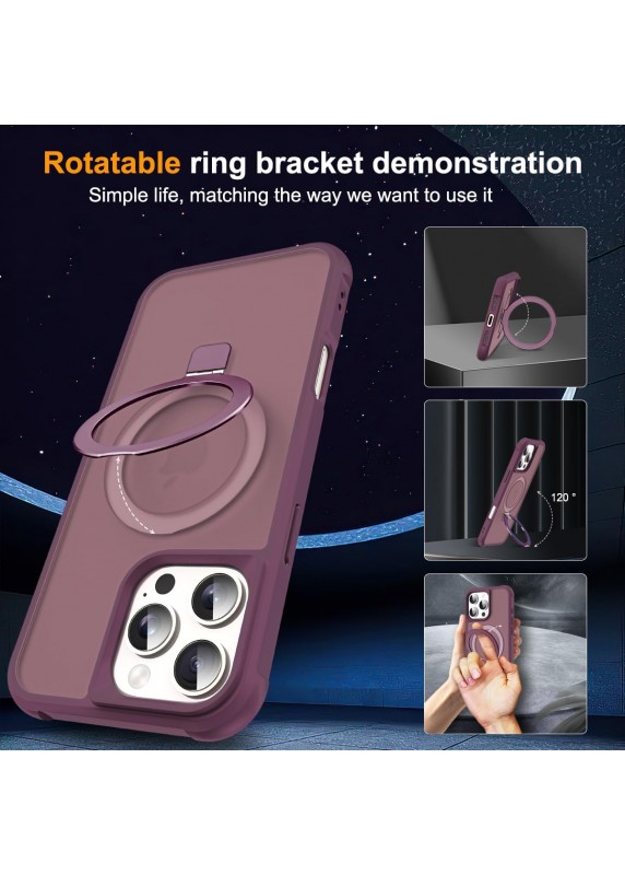 Compatible with iP16 Pro Max Case with Invisible Magnetic-Wine Red