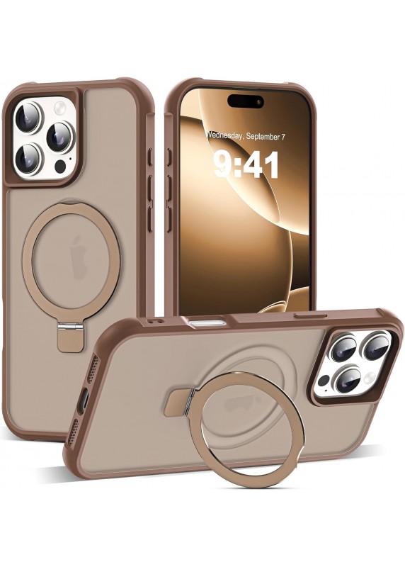 Compatible with iP16 Pro Max Case with Invisible Magnetic-Desert Brown